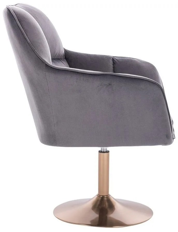LuxuryForm DESIGN Otočné křeslo AMALFI VELUR na zlatém talíři - tmavě šedé