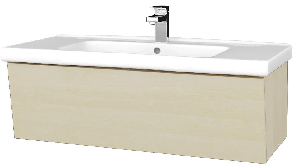 Dřevojas Koupelnová skříň INVENCE SZZ 100 (umyvadlo Harmonia) Varianta: L01 Bílá vysoký lesk / D05 Oregon