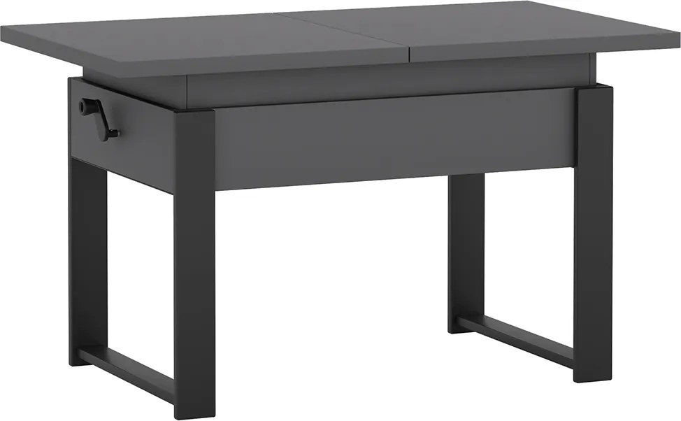 Rozkládací polohovací konferenční stolek HOGO 3v1 | 120-157x62,5-74,5x67 cm | síla horní desky 32 mm | tmavě šedá/černé nohy