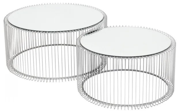 Stříbrný Konferenční stolek Wire Silver set 2 ks 33,5 × 69,5 × 69,5 cm KARE DESIGN