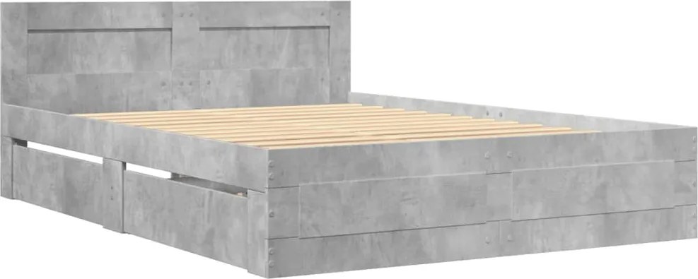 Rám postele s čelem betonově šedý 140 x 200 cm kompozitní dřevo 3295565