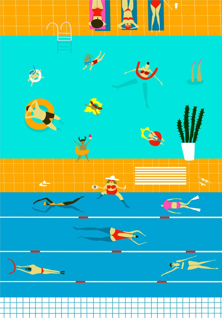 Vendula Frydrychová | At The Pool Rám: Černý, Velikost: 30 x 20 cm