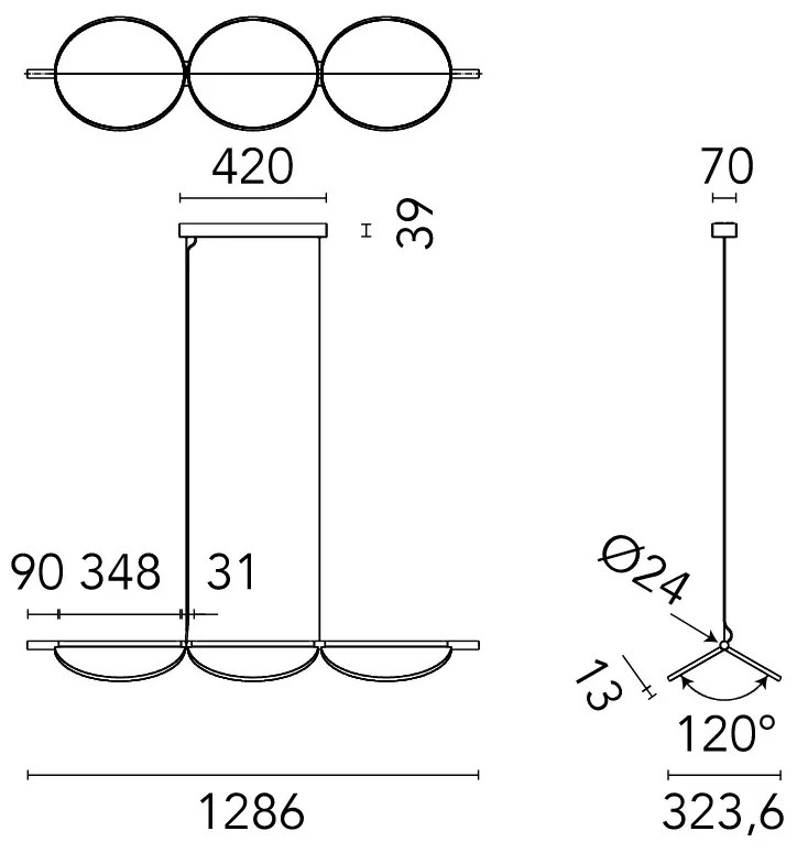 Flos Almendra S3, závěsné svítidlo, bílá, 45W 2700K stmívatelné, 128cm