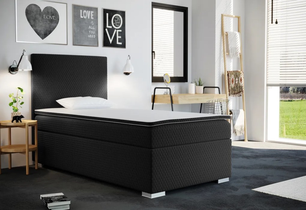 Čalouněná postel boxspring ICON + topper, 80x200, sawana pik honey 72, levá