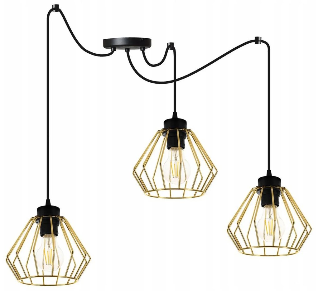 Light for home - Nastavitelné závěsné svítidlo SPIDER SANTOS 2213/3, E27, Černá