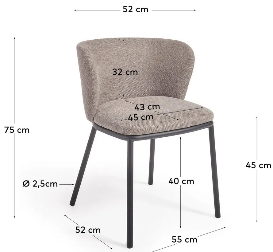 Světle hnědé čalouněné jídelní židle v sadě 2 ks Ciselia – Kave Home