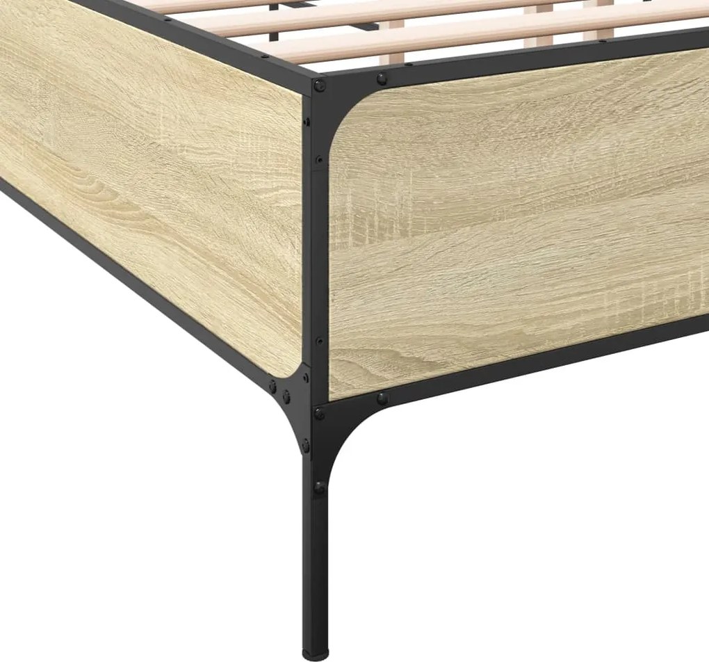 Rám postele dub sonoma 150 x 200 cm kompozitní dřevo a kov 3279793