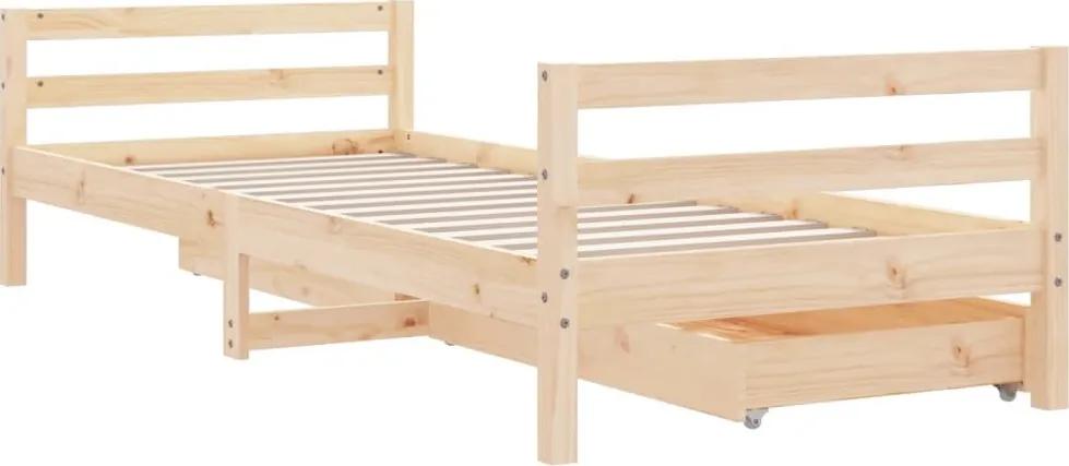 vidaXL Dětská postel se zásuvkami 90x190 cm masivní borové dřevo [834447] Barva: Černá