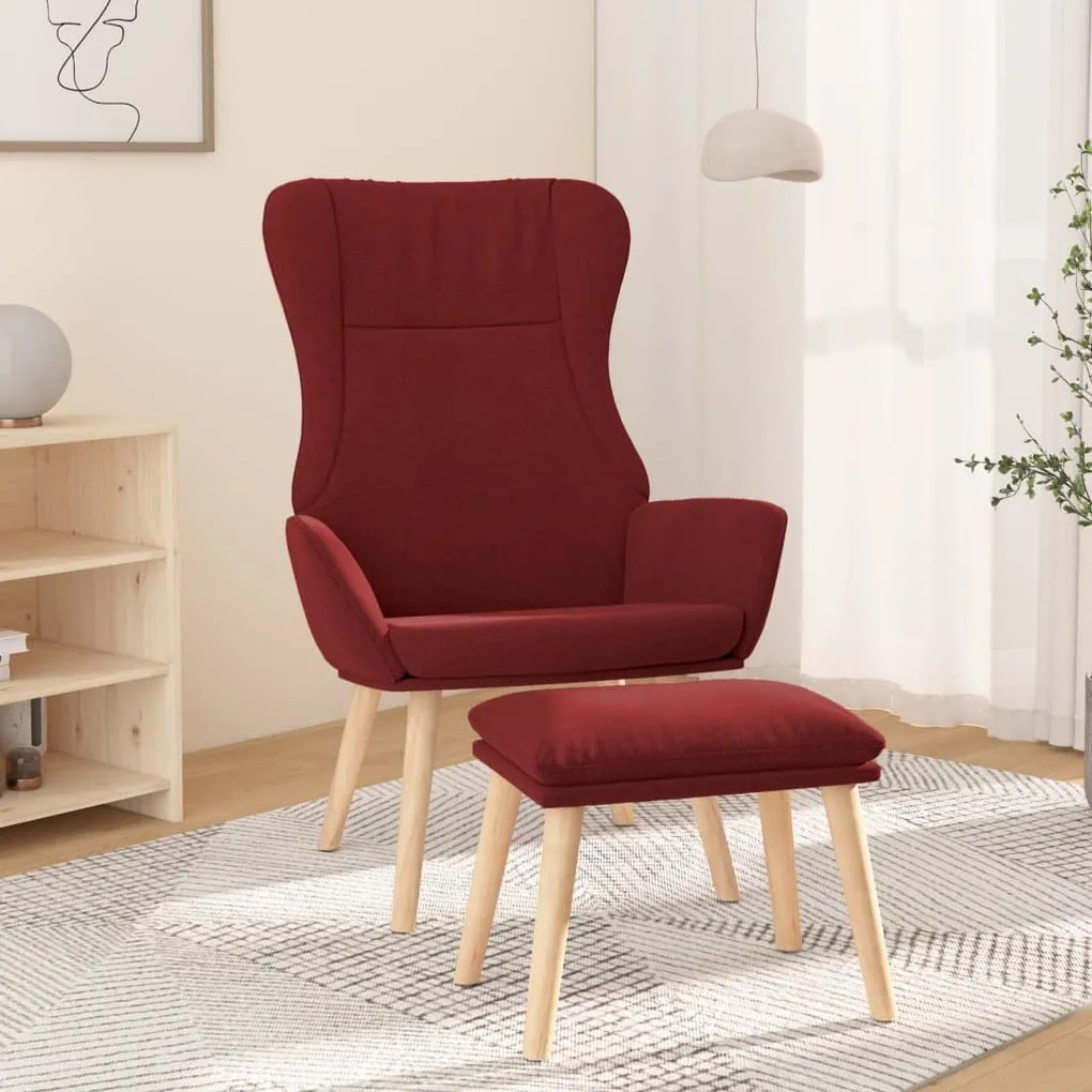 Relaxační křeslo s podnožkou vínové textil 3097890