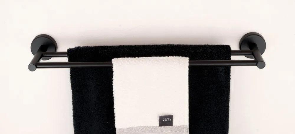 Sanela - Nerezový dvojitý držák ručníků, povrch černý matný