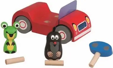 Detoa Dřevěné auto červená - Krtek na výletě