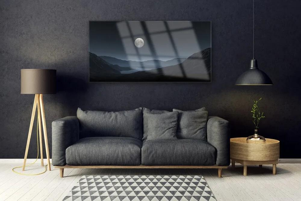 akrylový obraz Noc Měsíc Krajina 120x60 cm