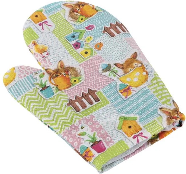 Bellatex Kuchyňská chňapka - Velikonoce Modrá,Růžová,Zelená 28x18 cm