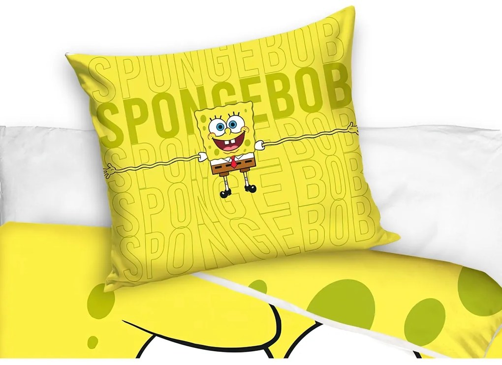 Jerry Fabrics dětské povlečení SPONGEBOB EMOJI, žluté, bavlna hladká, 140x200cm + 70x90cm