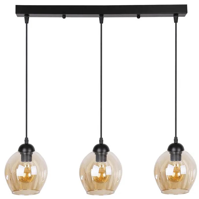 Černo-hnědý závěsný lustr Aspa pro žárovku 3x E27  - Candellux