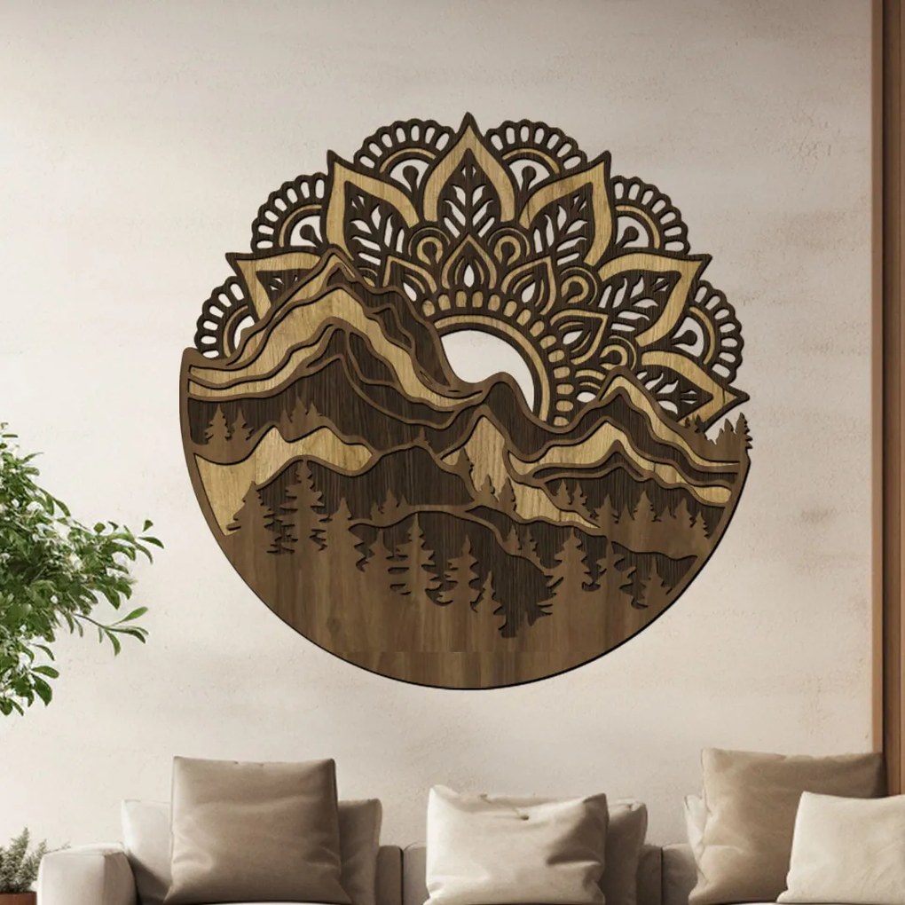 dřevo života 3 vrstvá mandala HORY Rozměry (cm): 80x80, Zvolte barvu dekoru: Ořech-Wenge-Dub zlatý