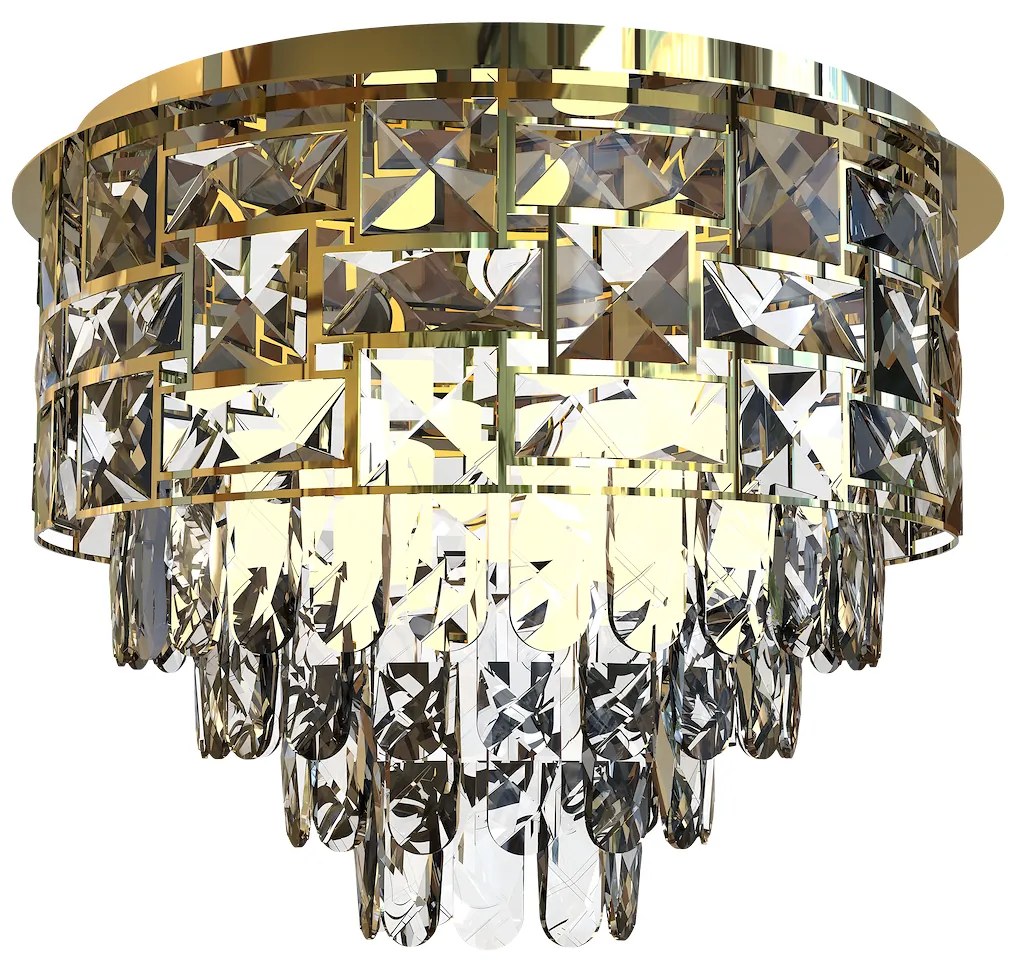 Lustr Luxuria I, 1x křišťálové/zlaté kovové stínítko, (fi 48cm), g