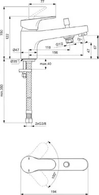 Ideal Standard Cerabase - Vanová baterie | chrom