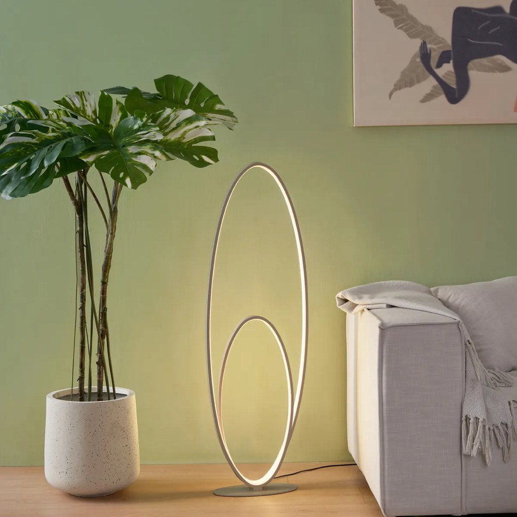 Designová stojací lampa béžová vč. LED 3-stupňové stmívání - Boomerang