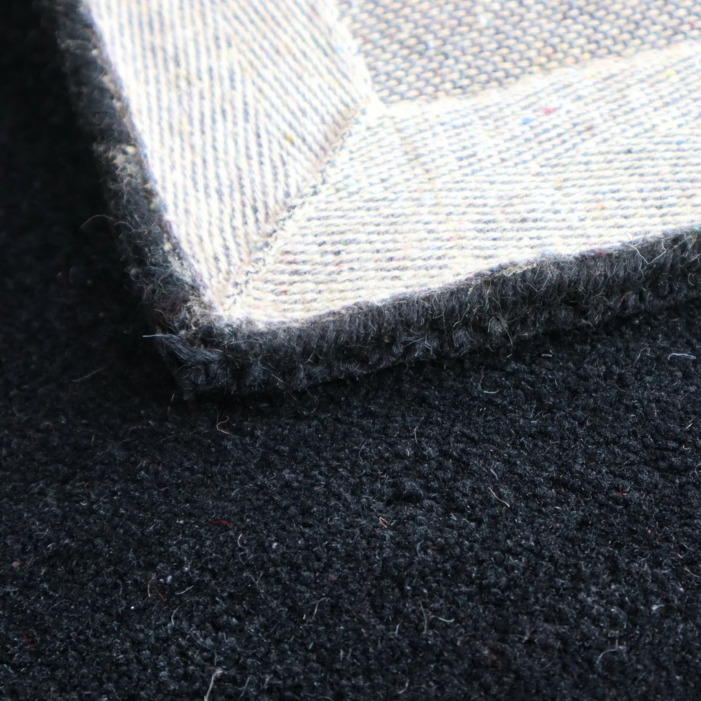 Asra, Ručně všívaný kusový koberec Asra wool černá, 120x170, černá, ložnice