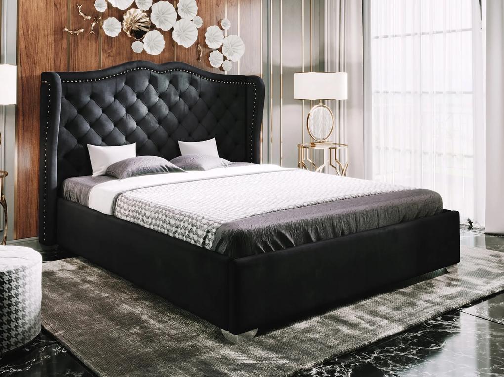 PROXIMA STORE.cz - Luxusní manželská postel BOLONIA II - černá 140/160/180  Veľkosť postele: Pre matrac 180 x 200 cm | BIANO