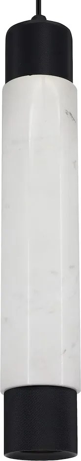 Závěsné svítidlo Marble, 1x mramorové/černé kovové stínítko, w