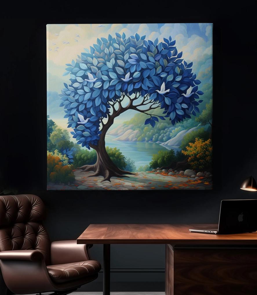 Obraz na plátně - Strom života Bílé holubice FeelHappy.cz Velikost obrazu: 80 x 80 cm