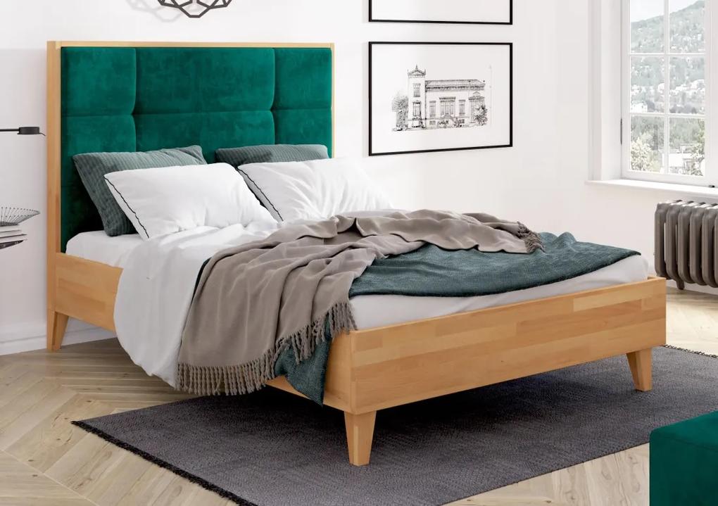 Buková postel s čalouněným čelem - Frida,   , Buk přírodní, 160x200 cm