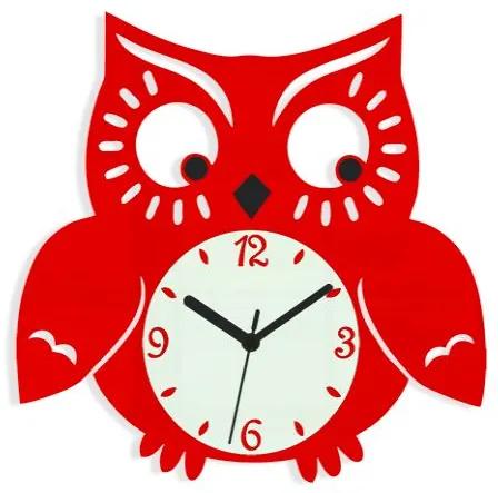 Nástěnné hodiny Owl červené