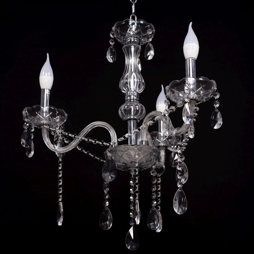 Toolight - Křišťálový závěsný lustr 3xE14 60W 300752, stříbrná, OSW-04601