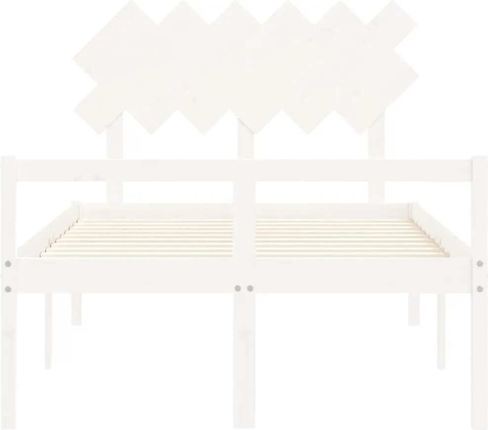 Postel s čelem pro seniory bílý 120x200 cm masivní dřevo 3195542