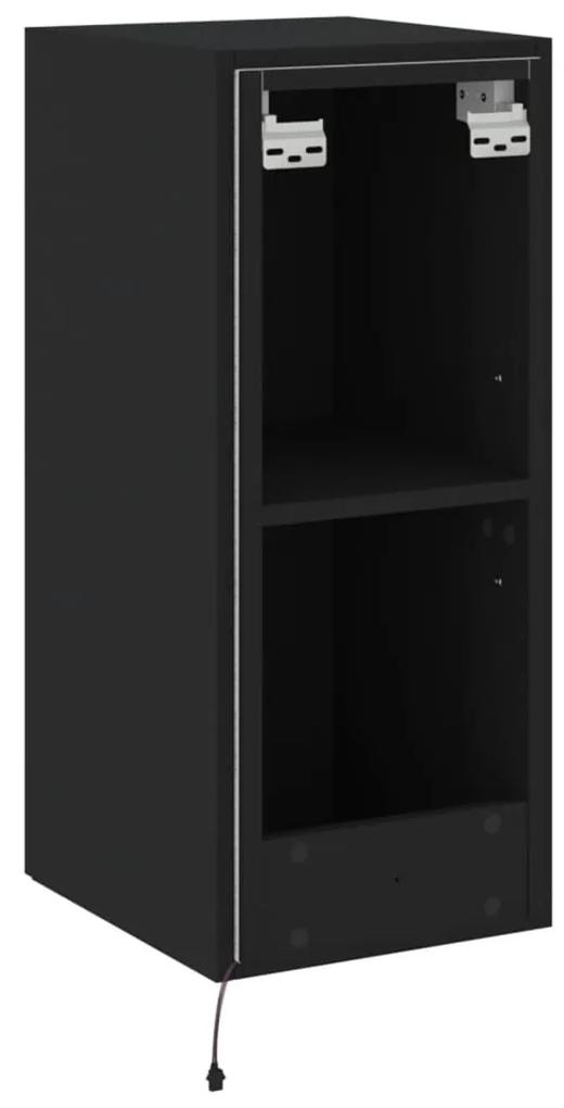 Nástěnná TV skříňka s LED osvětlením černá 30,5 x 35 x 70 cm