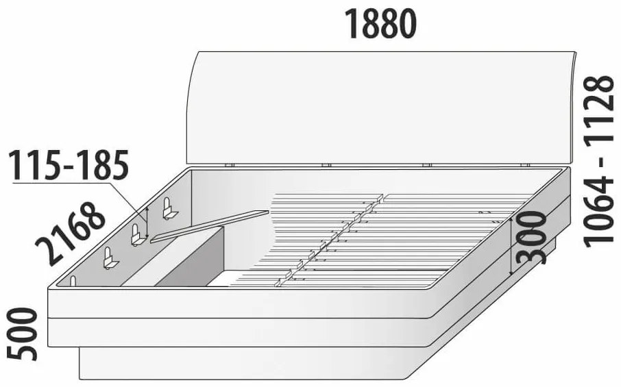 Postel s úložným prostorem Fantazie Grande F307, 180x200cm, masiv buk