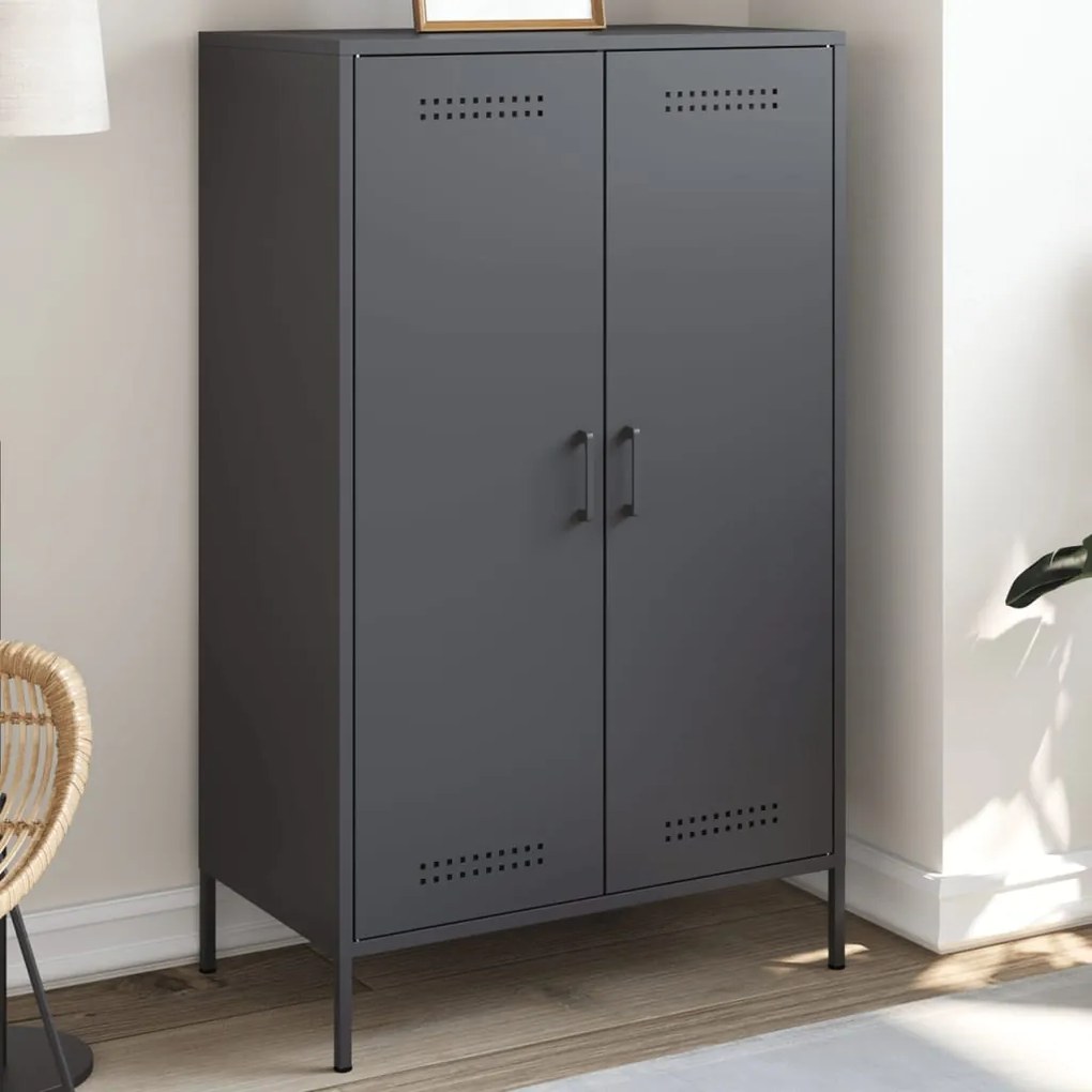 Skříň highboard antracitová 68 x 39 x 113 cm ocel