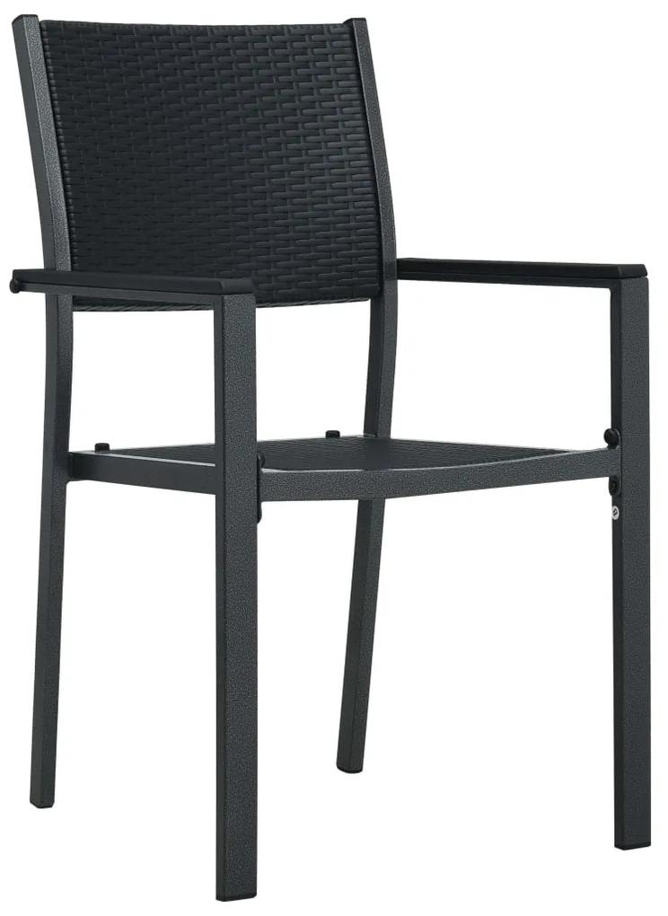 Zahradní židle 2 ks černé plast ratanový vzhled,  47889
