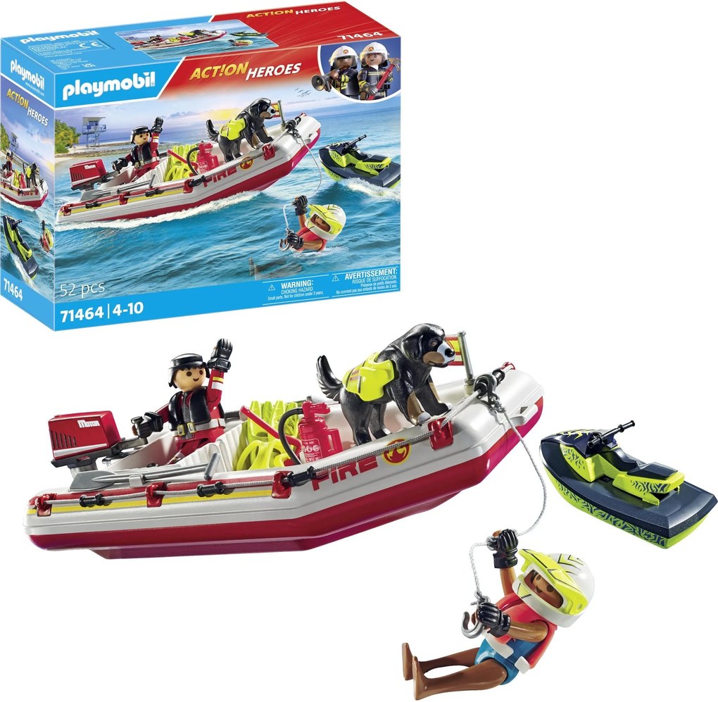 Set figurek a příslušenství playmobil 71464 hasičský člun s vodním skútrem
