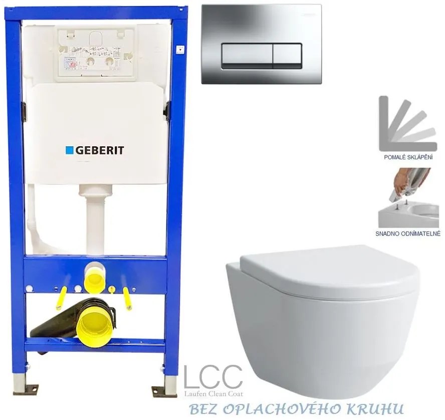 AKCE/SET/GEBERIT - SET Duofix Sada pro závěsné WC 458.103.00.1 + tlačítko DELTA51 CHROM + WC LAUFEN LCC RIMLESS + SEDÁTKO 458.103.00.1 LP2