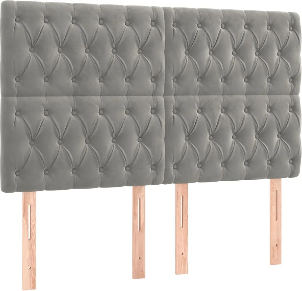 Box spring postel s matrací a LED světle šedá 140x190 cm samet 3136299