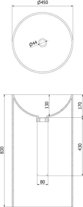 Mexen Ajax-01, volně stojící umyvadlo z konglomerátu 45x45x82 cm, bílá matná, 26504500