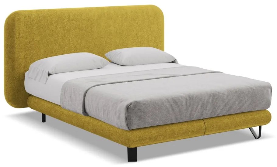 Boxspring postel v hořčicové barvě 140x200 cm Ilima – Makamii