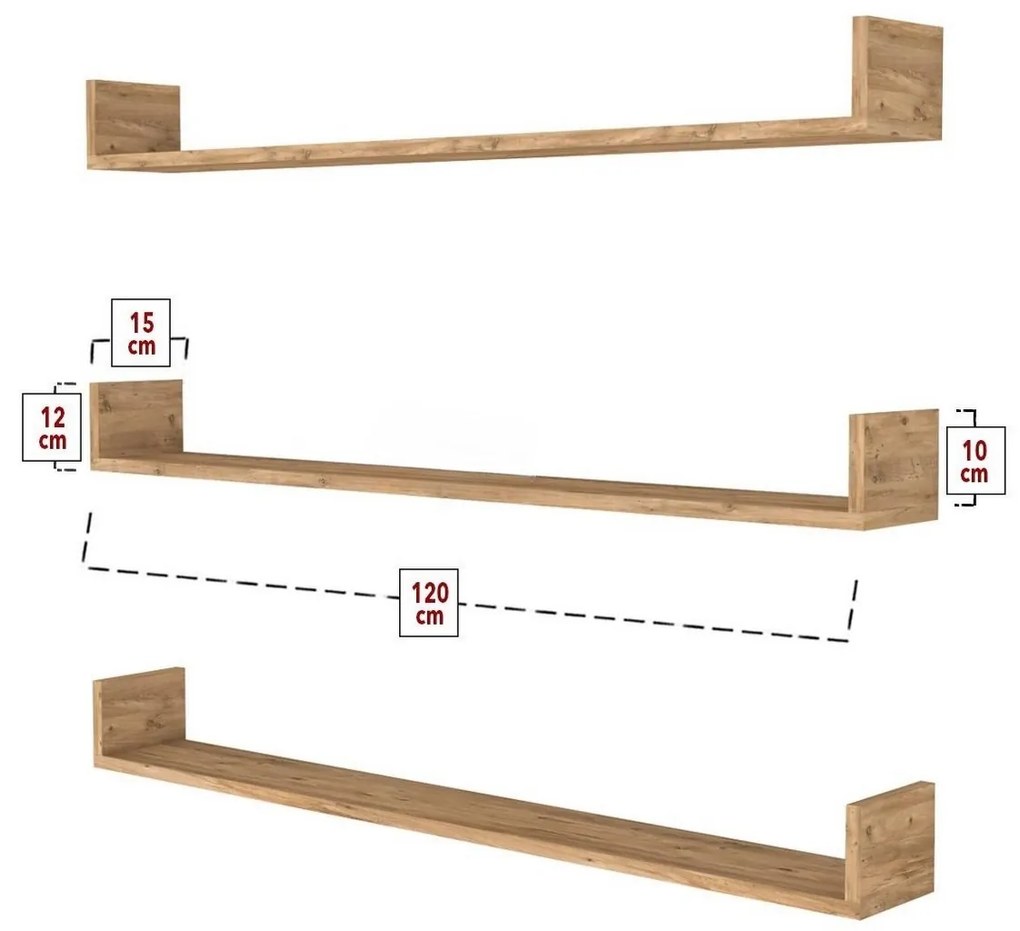Závěsné police 120 JODI (3ks) barva bílá