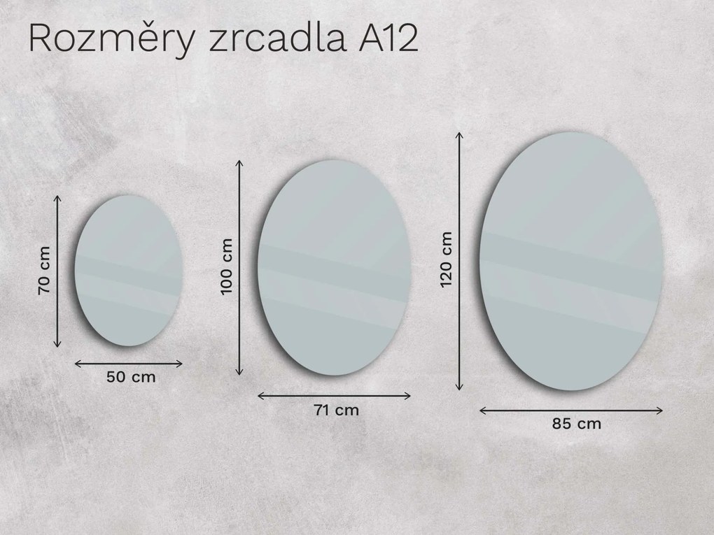 Oválné zrcadlo do koupelny s LED osvětlením A12 50x70