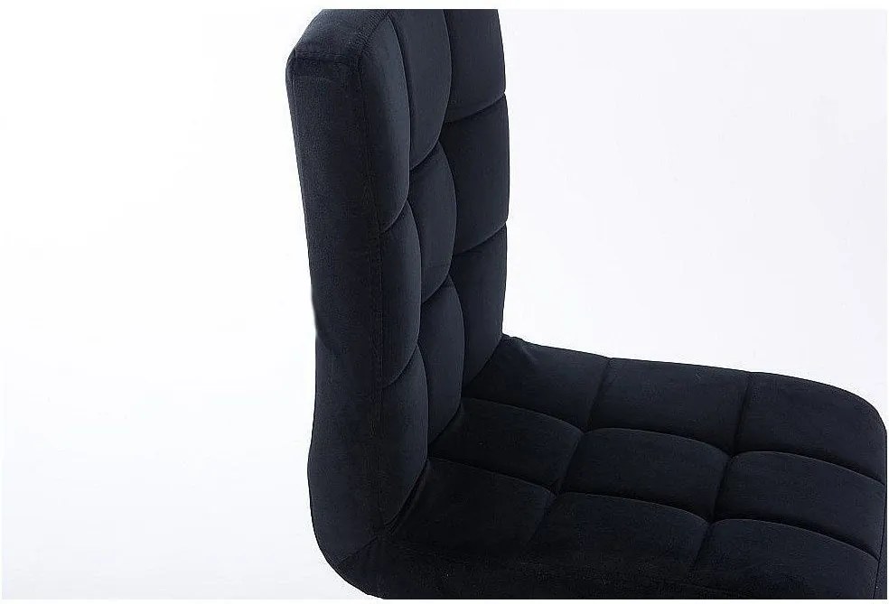LuxuryForm DESIGN Barová židle TOLEDO VELUR na stříbrné kulaté podstavě - černá