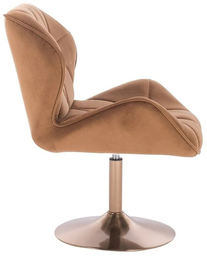 LuxuryForm DESIGN Otočná židle MILANO VELUR na zlatém talíři - medová