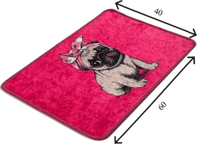 Růžová koupelnová předložka 40x60 cm Pink Pug – Foutastic