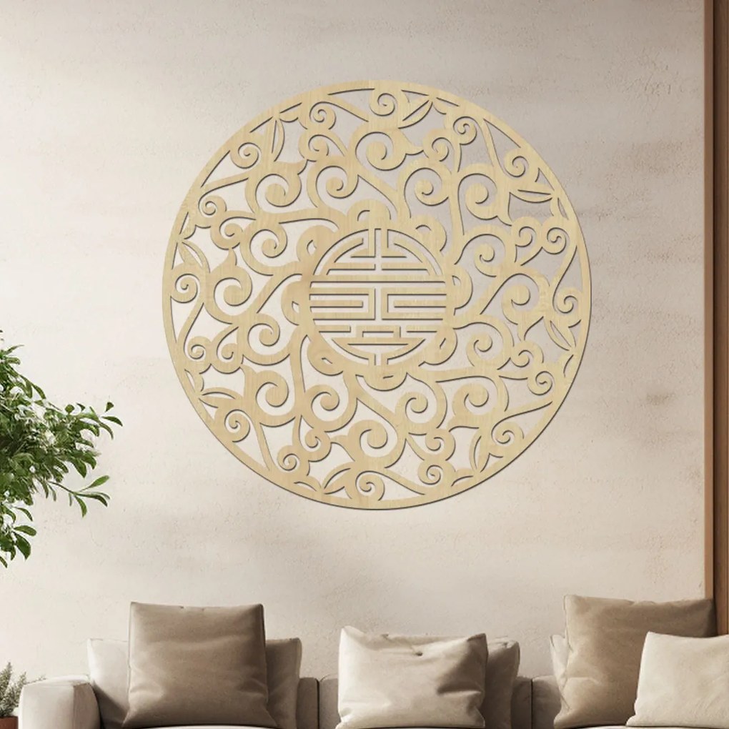 dřevo života Dřevěná mandala PROSPERITY Zvolte barvu dekoru: Ořech, Zvolte rozměr Ø (cm): 95