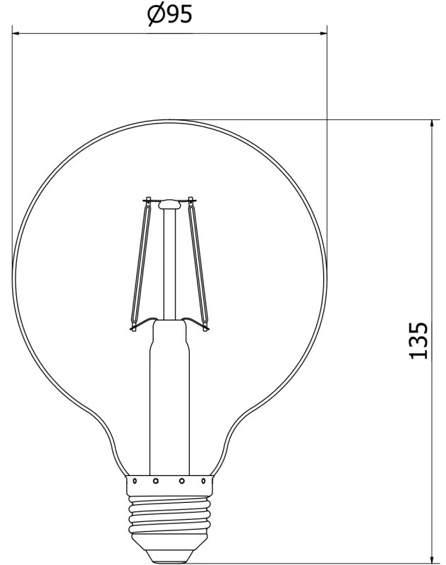 Mexen Vintis, LED žárovka E27, G95, 2W, Teplá - 2200K, 180 lm, jantarová - L157-E27-0222-50