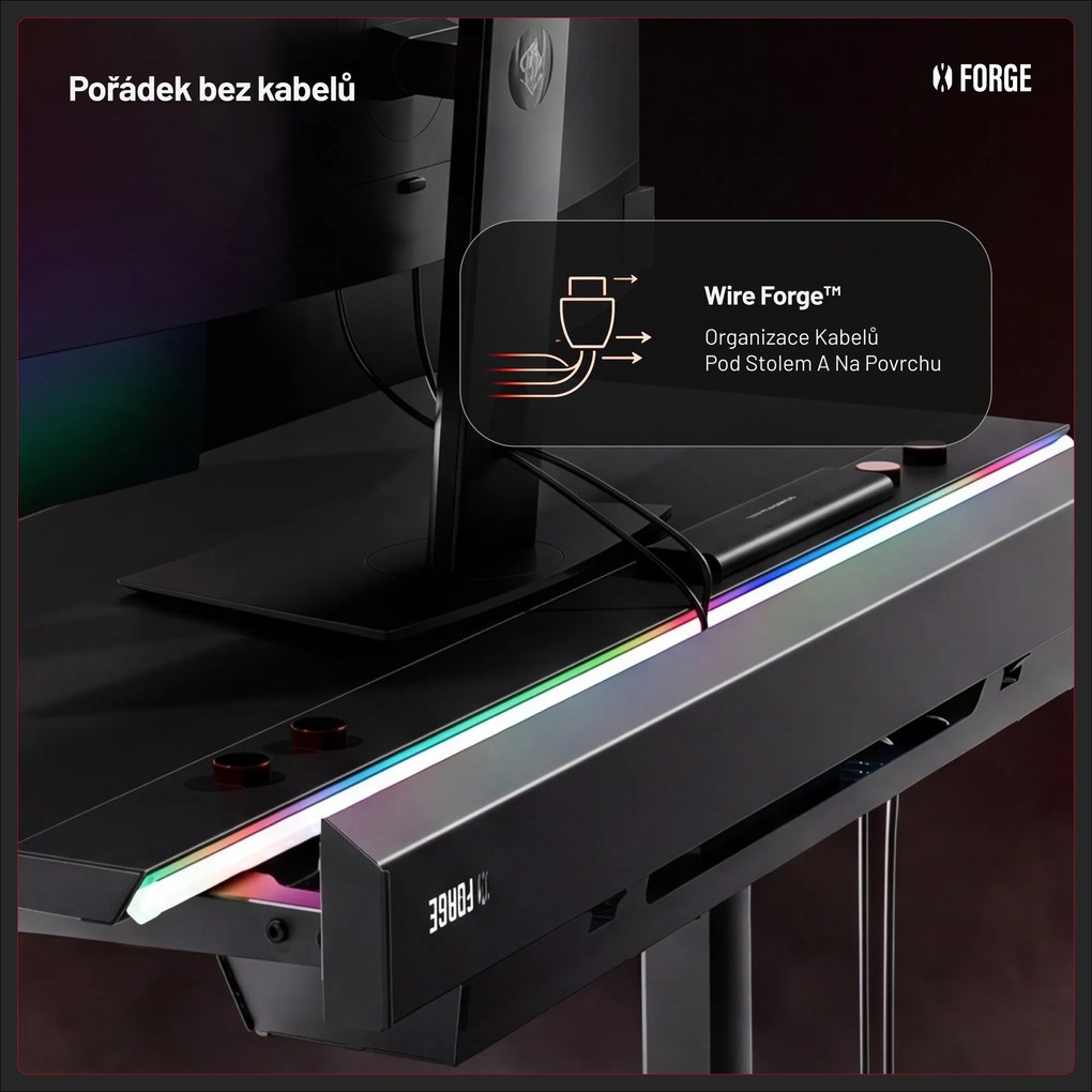 Elektrický herní stůl RGB s držáky, černý, 140 cm: Diablo X-Forge 1400