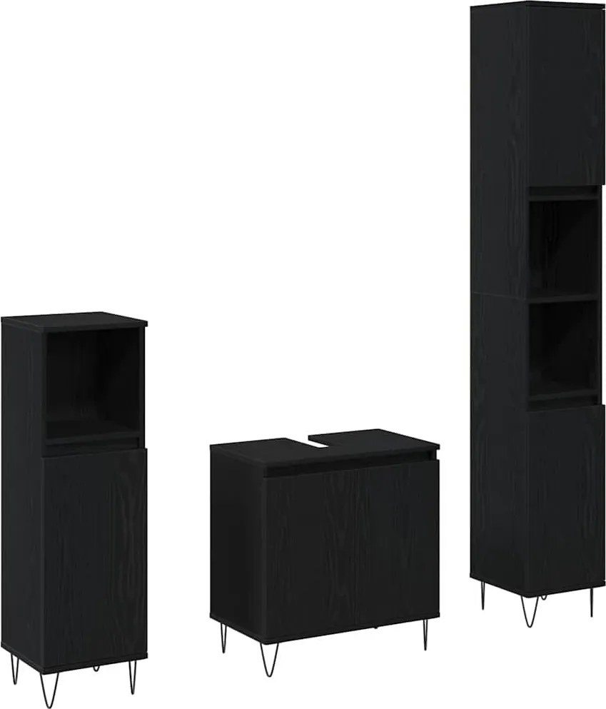 Sada koupelnového nábytku 3 ks Černý dub 30 x 30 x 190 cm 3333099