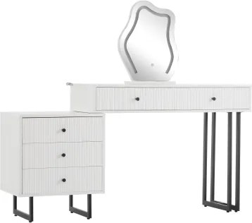 Aosom Toaletní stolek s stmívatelným LED osvětlením, nastavitelným zrcadlem a vysouvací deskou stolu, 100x40x76 cm, bílý